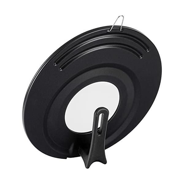 スタンド式の円形フタブラック/20~26cm/RE-7376・Size:20~26cm・パッケージ個数:1・サイズ:約28×27.5×5.8cm・重量:約310g・本体:アルミニウム合金(ふっ素樹脂加工)・ガラス部:強化ガラス