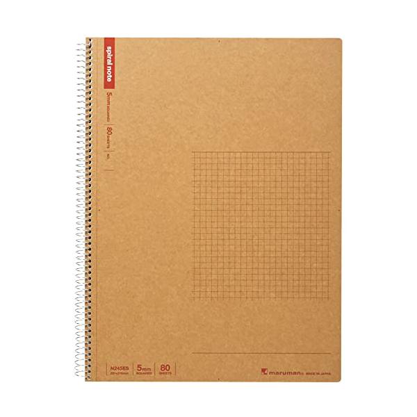 切り取りミシン目入り5mm方眼罫・ブラウン A4 N245ES・・Size:A4Style:切り取りミシン目入り5mm方眼罫・【本文】5mm方眼罫 マルマンオリジナル筆記用紙70g/m2・【製本】スパイラル製本 (コイルループ) 【枚数】8...