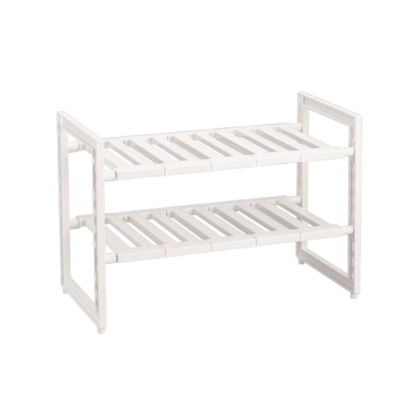 ・マルチ  H-5810・・PatternName:ラック2段・サイズ(約):幅460~735×奥行300×高さ400mm・本体重量(約):1.3kg・材質:サイドフレーム・中間リング・フック/ポリスチレン(耐熱温度70度)、棚板/ポリプロ...