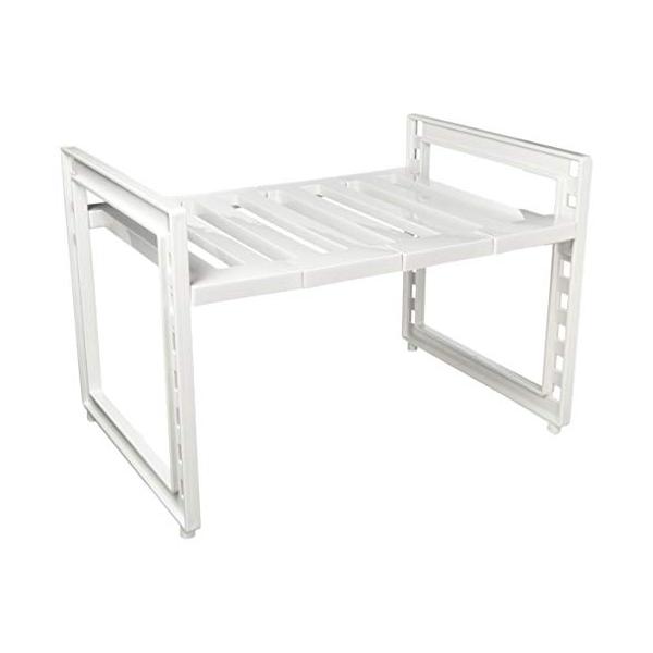 モダン・ホワイト 360〜530 HB-4813・製品サイズ:(約)幅36〜53×奥行30×高さ29.5cm・耐荷重:(約)5kg・素材・材質:サイドフレーム・中間リング・フック(大・小)/ポリスチレン(耐熱温度70度)、棚板/ポリプロピレ...