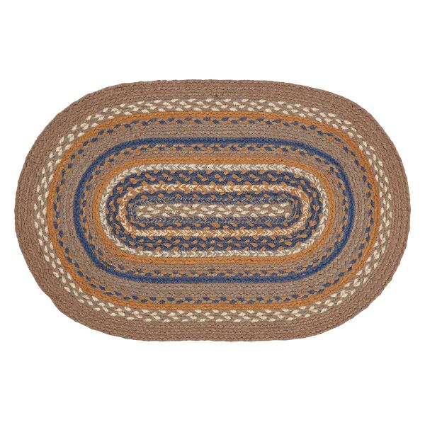 ジュートラグ リバーストーン　オーバル、麻製楕円形マット。コンビネーションカラーが素敵なラグマット、アメリカ　VHC社のNANCY'S NOOK、Riverstone Jute Rug Oval 20x30(51ｘ76cm)。玄関マット、フ...