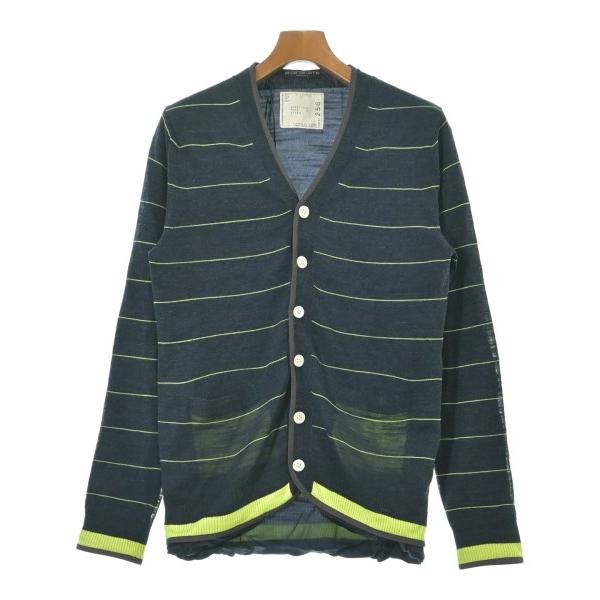 【ブランド】sacai (サカイ)【タイプ】メンズ【商品番号】2200646034010r20260130【コンディション】ランク：B   【カラー】紺x黄緑(ボーダー)【サイズ】1(S位)【実寸(cm)】身幅:47cm,肩幅:42cm,袖...