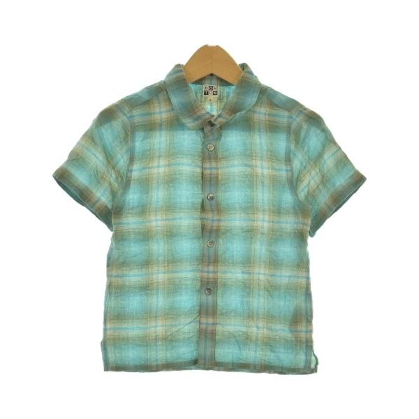 【ブランド】BONTON (ボントン)【タイプ】キッズ【商品番号】2200605995062r20251029【コンディション】ランク：A   【カラー】水色xカーキx白(チェック)【サイズ】110(5T-6T)【実寸(cm)】身幅:32c...