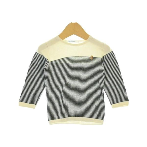 【ブランド】familiar (ファミリア)【タイプ】キッズ【商品番号】2200687220212r20260524【コンディション】ランク：B   詳細：スレあり【カラー】白x紺(ボーダー)【サイズ】80(12M)【実寸(cm)】身幅:2...