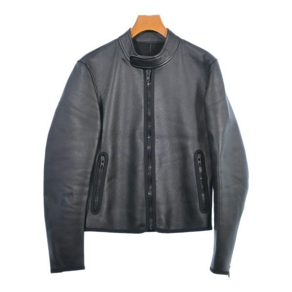 【タイプ】メンズ【商品番号】2200545465045r20250413【コンディション】ランク：B   【カラー】黒【サイズ】46(M位)【実寸(cm)】身幅:48cm,肩幅:43cm,袖丈:64cm,着丈:58cm【素材】牛革、(裏地)...