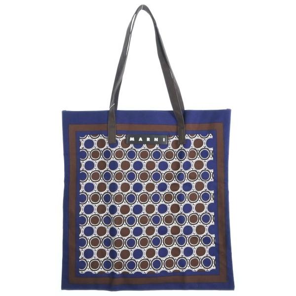【ブランド】MARNI (マルニ)【タイプ】レディース【商品番号】2200651119122r20260308【コンディション】ランク：新品同様   【カラー】紺x茶x白【サイズ】-【実寸(cm)】横:43.5cm,高さ:45.5cm,持ち...