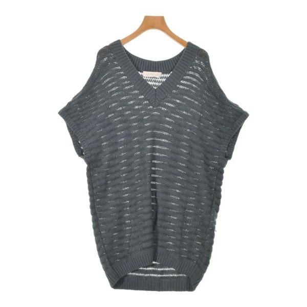 【ブランド】cacharel (キャシャレル)【タイプ】レディース【商品番号】2200659913029r20260315【コンディション】ランク：B   【カラー】ブルーグレーx黒(ボーダー)【サイズ】F【実寸(cm)】身幅:49.5cm...