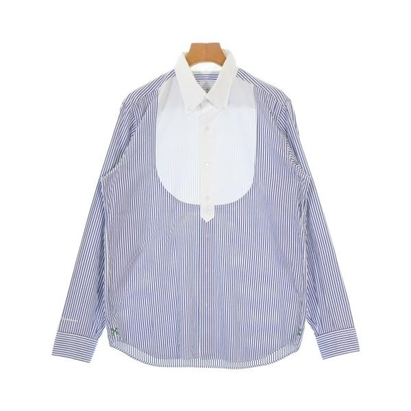 【ブランド】uniform experiment (ユニフォームエクスペリメント)【タイプ】メンズ【商品番号】2200557497119r20260522【コンディション】ランク：B   詳細：首まわり汚れあり【カラー】白x青(ストライプ)...