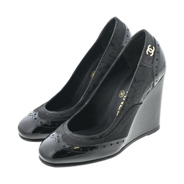 【ブランド】CHANEL (シャネル)【タイプ】レディース【商品番号】2200654573099r20260222【コンディション】ランク：A   【カラー】黒(総柄)【サイズ】EU35(21.5cm位)【実寸(cm)】高さ:6.5cm,ヒ...