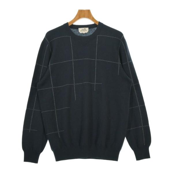 【ブランド】HERMES (エルメス)【タイプ】メンズ【商品番号】2200673520029r20260411【コンディション】ランク：A   【カラー】紺xグレー(チェック)【サイズ】XL【実寸(cm)】身幅:54.5cm,肩幅:46cm...
