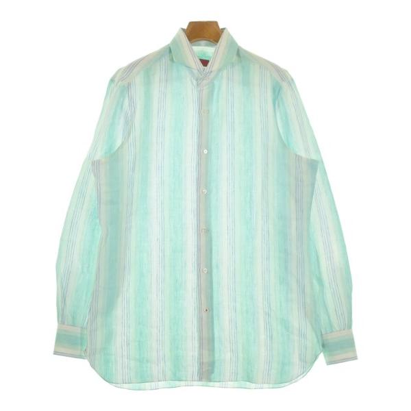 【ブランド】ISAIA (イサイア)【タイプ】メンズ【商品番号】2200604101174r20251002【コンディション】ランク：A   【カラー】白x緑x青(ストライプ)【サイズ】-(XL位)【実寸(cm)】身幅:58cm,肩幅:47...