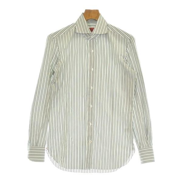 【ブランド】ISAIA (イサイア)【タイプ】メンズ【商品番号】2200646491295r20260225【コンディション】ランク：B   詳細：首、袖まわり汚れあり【カラー】白x赤系x緑(ストライプ)【サイズ】15(S位)【実寸(cm)...