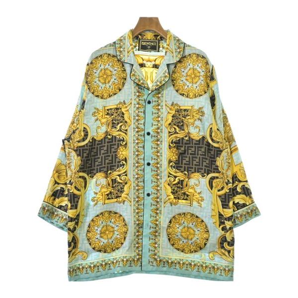 【ブランド】VERSACE (ヴェルサーチ)【タイプ】メンズ【商品番号】2200651951166r20260214【コンディション】ランク：B   詳細：変色あり【カラー】青緑系x黄x黒等(総柄)【サイズ】8(XXL位)【実寸(cm)】身...