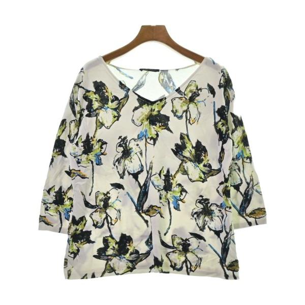 【タイプ】レディース【商品番号】2200351385186r20231002【コンディション】ランク：B   【カラー】白x黒x青等(総柄)【サイズ】-(L位)【実寸(cm)】身幅:45.5cm,肩幅:35cm,袖丈:43cm,着丈:54c...