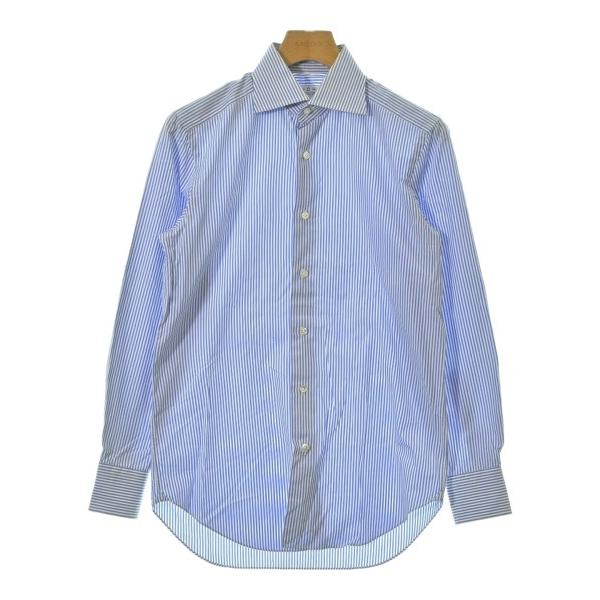 【ブランド】TRUZZI (トゥルッツィ)【タイプ】メンズ【商品番号】2200639102061r20260205【コンディション】ランク：B   詳細：首まわり、袖口汚れあり【カラー】青x白(ストライプ)【サイズ】15(S位)【実寸(cm...