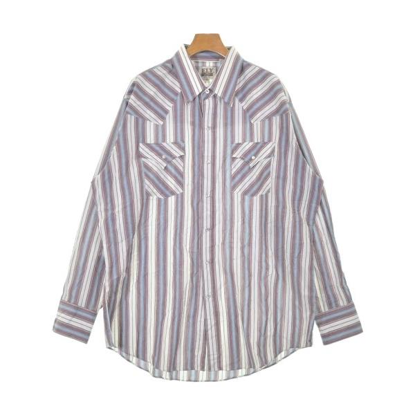 【ブランド】ELY CATTLEMAN (エリーキャトルマン)【タイプ】メンズ【商品番号】2200594111092r20251106【コンディション】ランク：C   詳細：所々汚れあり【カラー】白xエンジx水色(ストライプ)【サイズ】XL...
