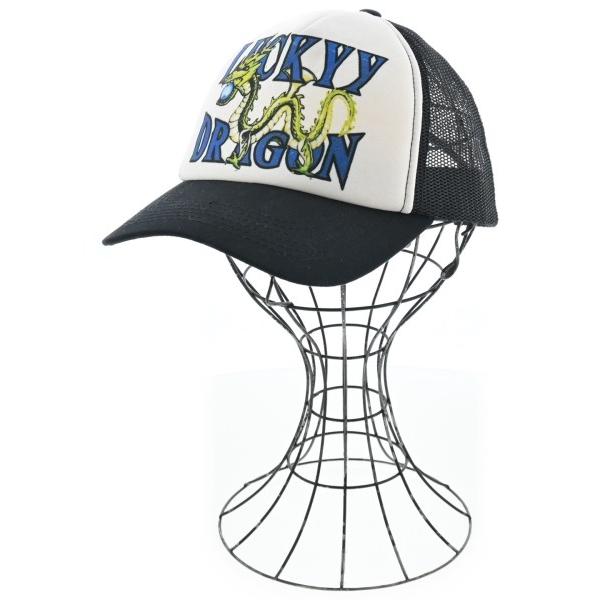 【ブランド】OPEN Yy (オープンワイワイ)【タイプ】メンズ【商品番号】2200654050040r20260219【コンディション】ランク：B   詳細：品質表示なし【カラー】黒x白【サイズ】-【実寸(cm)】頭まわり:57cm,ツバ...