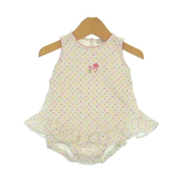 【タイプ】キッズ【商品番号】2200520805040r20250503【コンディション】ランク：A   【カラー】白xピンクx黄等(ドット)【サイズ】6-9【実寸(cm)】身幅:21cm,肩幅:16cm,肩からの総丈:34.5cm,裾周り...