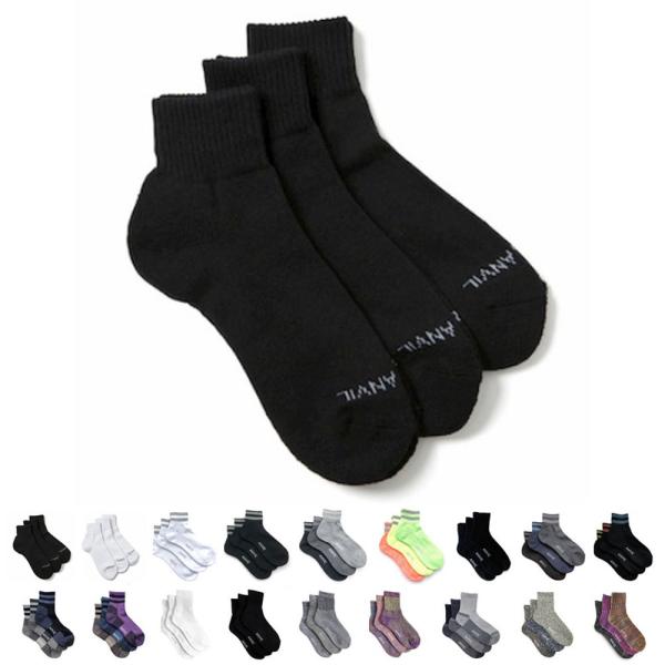 【メール便対応（OK）】豊富なカラーバリエーションと気軽に買える低価格が魅力のクォ−ターソックス「3P クォ−ターソックス」【メーカー品番】ANS040【カラーバリエーション】ブラック、ホワイト、ストライプホワイト、ストライプブラック、スト...