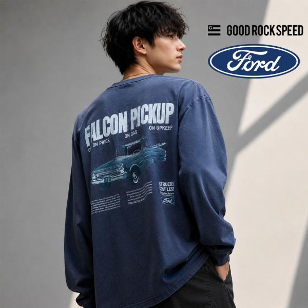 【メール便対応（OK）】ヴィンテージTシャツ市場が高騰する今、気軽に楽しめる“新品のヴィンテージ感”が魅力のFORD公式コラボロングスリーブTシャツ。顔料染め（ピグメント染）による自然なフェード感とムラ感が、長年着込んだような風合いを演出し...