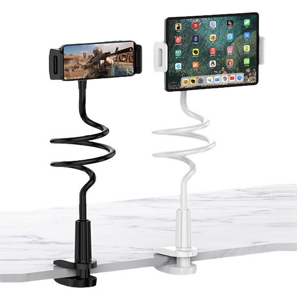 スマートフォン・タブレット用アームスタンド【対象機器】iPhone・スマートフォン・タブレット【ガッチリ固定・落下防止】固定するホルダーの部分にはシリコンパッドを搭載。縦向き・横向きでも落ちずに安定して固定ができます。【360度】上下左右、...