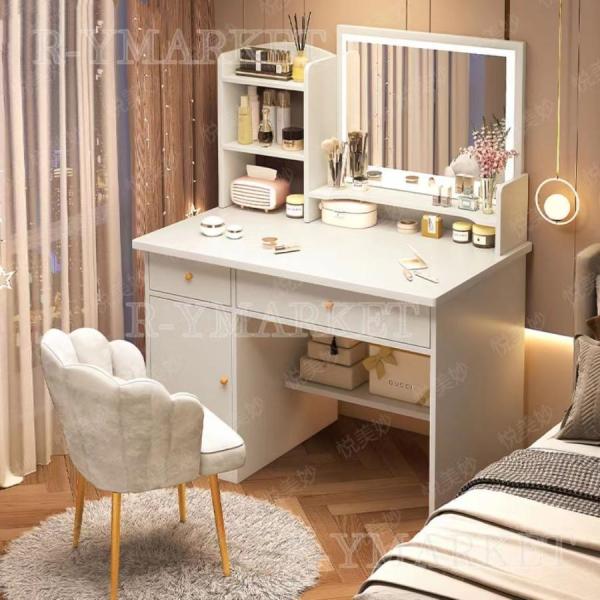 椅子とテーブルセットをご購入の場合は2つの小包を別々に発送しますのでご注意ください。商品情報ドレッサー 白 ナチュラル化粧台 鏡台 ライト付きドレッサーテーブルおしゃれ引き出し付き80cm アクセサリー収納母の日★皆様へよりお安くお値段ご提...