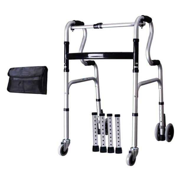 【多機能歩行器】この歩行器には、防水で錆びない入浴ボードが装備されており、バスチェアまたはシャワーチェアとして使用できます。【商品情報】サイズ：49*52*(74-92)cm 折りたたみサイズ：52*10*74cm 材質：アルミ合金 重さ：...