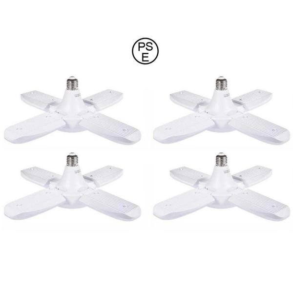 LEDガレージライト LEDペンダントライト 4個セット 60W 6000LM E26口金 シーリングライト5灯式 スーパールミネ 角度調節可能