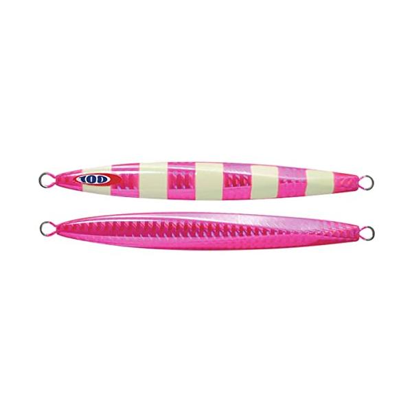 【商品概要】主な対応魚種:タチウオ重量:130gカラー: ピンク/グローストライプウェイトを目玉に大きく表示。ジグのローテーションを快適に行うことが可能です。テール重心設計により、振幅を抑えた安定のアクションを実現しました。ワンピッチショー...