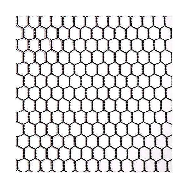 【商品概要】隣接する2本の線が捻り合わさって亀甲状に六角に網目を形成した金網です。[線径ｄ]#20(0.85mm)。[目合a]10mm。[幅W]450mm。[長さL]1M。[入数]1巻。[材質]なまし鉄線。[表面処理]ビニール被覆。[色]ブ...