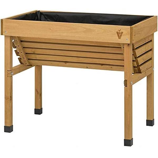 【商品概要】サイズ：約幅77cm×奥行46cm×高さ63cm重量：約6.3kg色：ナチュラル材質：本体：天然木、ライナー：ポリプロピレン土の容量：約51L（目安値）【商品説明】説明立った姿勢でお手入れがしやすく、椅子に座ったままでもプランタ...