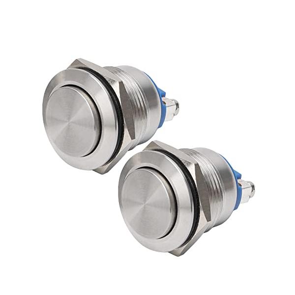【商品概要】スイッチを購入してから3年以内に人が壊れていない場合は、新しいものを入手してください真新しいシルバーステンレス鋼の高い丸い押しボタンスイッチ; 電圧：250V、5A 必要な穴のサイズ：0.74'' / 19mm19mmモーメンタ...