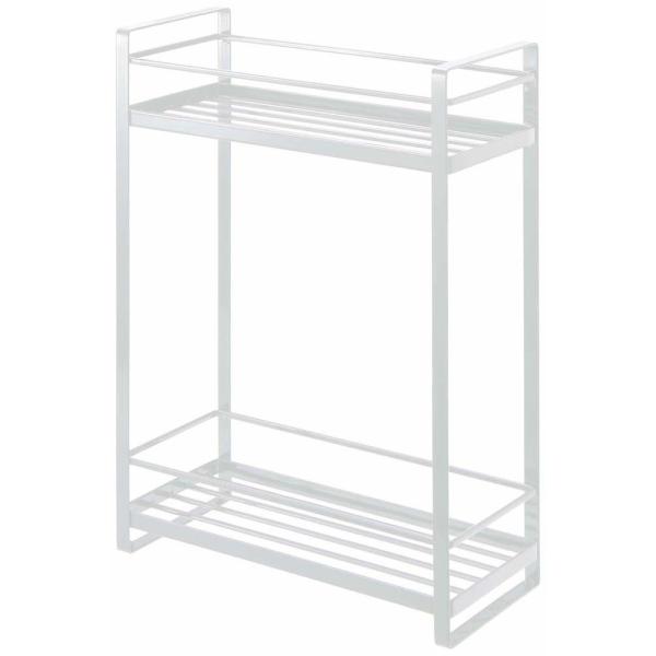 ◆メーカー:山崎実業◆品名:ディスペンサースタンド 2段 ミスト ホワイト◆品番:2232◆商品サイズ:約28X12.5X38cm◆品質表示:本体:スチール（ユニクロメッキ+粉体塗装）クッション:シリコン樹脂◆浴室を有効活用できるディスペン...