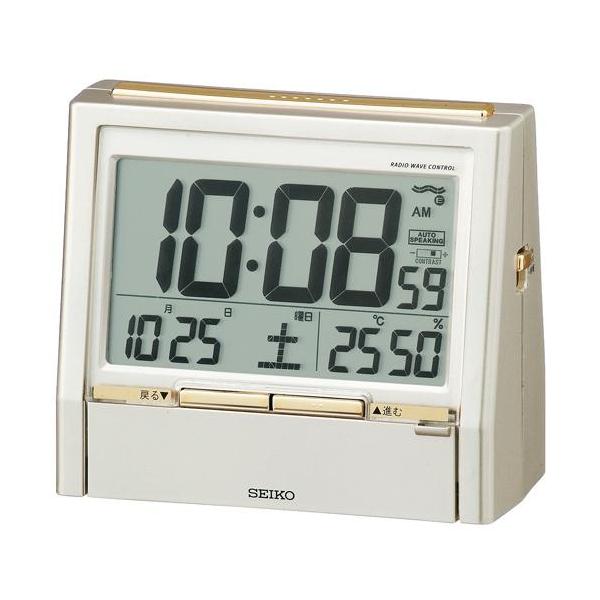◆メーカー:セイコー SEIKO◆品名:デジタル時計 音声報時◆品番:DA206G◆サイズ・重さ:108×122×62mm、330g◆電池:単3(アルカリ)×2◆枠材:プラスチック枠 薄金色パール塗装◆前面:プラスチック◆機能電波修正機能(...
