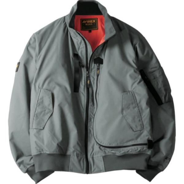 ◆メーカー:クロダルマ◆品名:AVIREX WORK アビレックス ワーク フライト防寒ジャケット 防寒着 作業着 アッシュグレー LL◆品番:AV501-401-LL (AV501401LL)◆仕様・規格・大型ファスナーポケット・左肩反射...