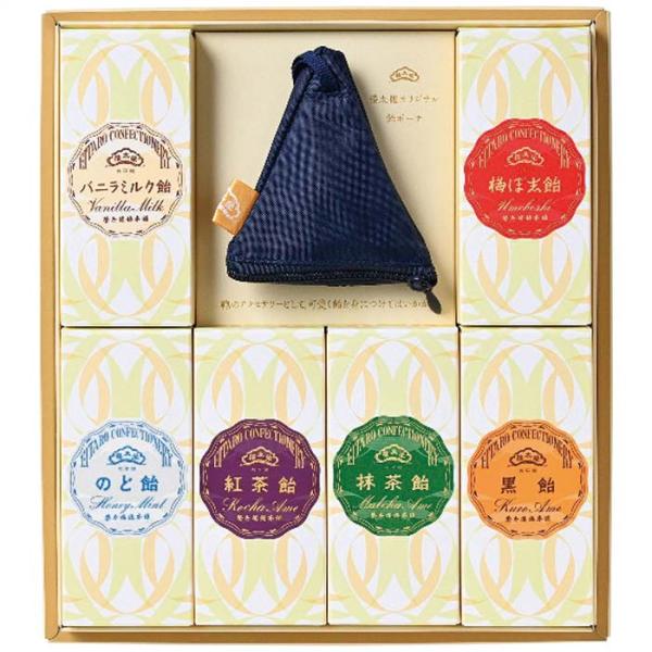 ◆メーカー:榮太樓総本舗◆品名:榮太樓 飴紙箱6本入 | ギフト 贈り物 プレゼント 定番◆品番:◆現品サイズ・内容バニラミルク飴12粒・梅ぼ志飴12粒・のど飴12粒・紅茶飴12粒・抹茶飴12粒・黒飴12粒各1箱・飴ポーチ付◆重量:680g...