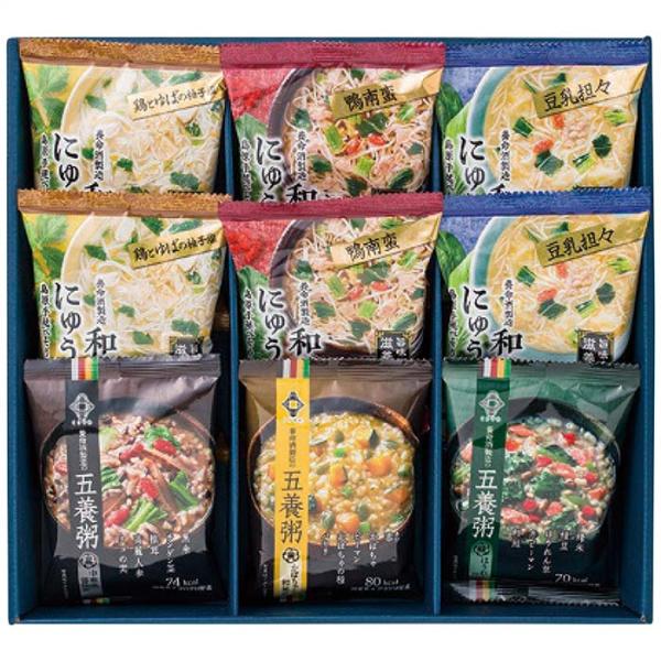 ◆メーカー:くらすわ◆品名:和養生にゅうめん3種と五養粥3種 9食セット ゼラチン ギフト 贈答 内祝い お中元 御中元◆品番:WGK-30 (WGK30)◆内容量:和養生にゅうめん(鶏とゆばの柚子塩26.5g・鴨南蛮28.7g・豆乳担々2...