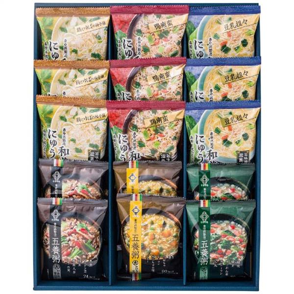 ◆メーカー:くらすわ◆品名:和養生にゅうめん3種と五養粥3種 15食セット ゼラチン ギフト 贈答 内祝い お中元 御中元◆品番:WGK-50 (WGK50)◆内容量:和養生にゅうめん(鶏とゆばの柚子塩26.5g・鴨南蛮28.7g・豆乳担々...