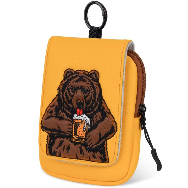 商品名：ゴルフ レーザー距離計ストラップ レンジファインダー収納 距離計測器ホルダー 計測器収納 強力マグネット付き 携帯に便利　カッコいい　絶対被らないサイズ：17cm*12cm*5.4cm素材／材質 ：高級合皮製品色：イエローご注意事項...