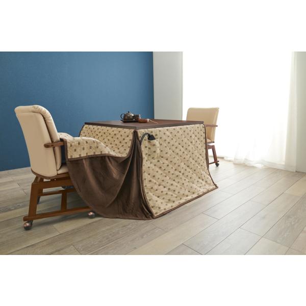 【発売日：2023年07月15日】ダイニングタイプのこたつに、布団とチェアが付いた４点セット。暖かな団らんの場が作れます。■組立式■ 天板固定ネジ付■ コード収納ボックス付■ 5cm継脚付カラー:ブラウン/ナチュラルサイズ：［コタツ］(約)...