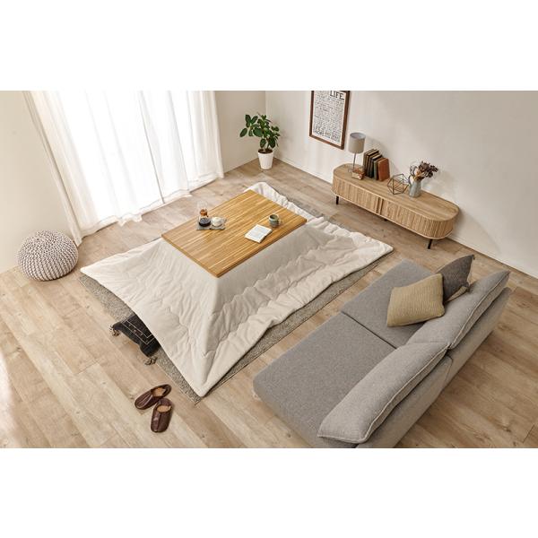 【発売日：2025年07月01日】細やかな寄木細工調の天板と三角脚がスタイリッシュなコタツ。立体感のあるニット柄の掛け布団セット■組立式■天板固定ネジ付【カラー】グレージュ/アイボリー【サイズ】こたつ:(約)幅105×奥行75×高さ40cm...