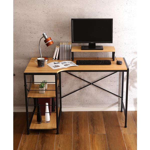 【発売日：2020年04月28日】ヴィンテージテイストのL字パソコンデスクお部屋のレイアウトに合わせて、棚位置を変更できるリバーシブルデスク天板はリアルな木目を再現しています長時間のデスクワークにも最適な卓上ラックでモニターへの目線も上がり...