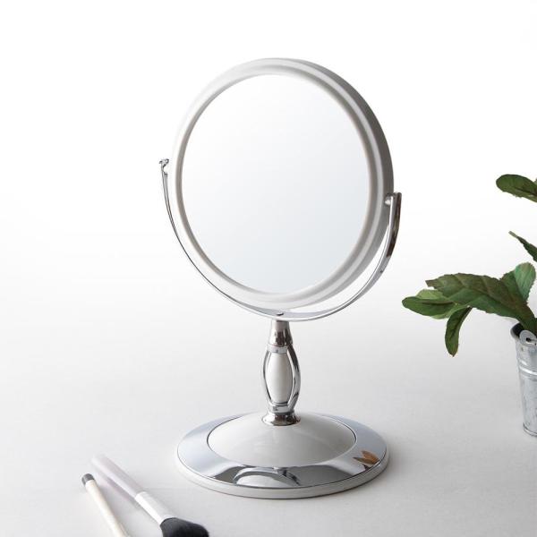 【発売日：2020年06月03日】くるっと2WAYラウンド型がかわいい卓上ミラー◎しなやかなシェイプが気品漂うスタンドミラーです。角度調整ができるので顔全体からデコルテラインをしっかり確認することができます。片面は3倍のズームアップミラーに...