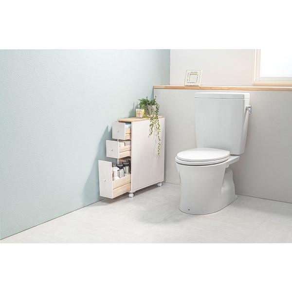 【発売日：2026年03月01日】幅16cmのスリム設計で、トイレのわずかなすき間にもすっきり収まるフレンチカントリーテイストのトイレラック。ナチュラルな木目天板と、シャビーホワイトの縦板を張り合わせたようなデザインが、やさしく温もりのある...
