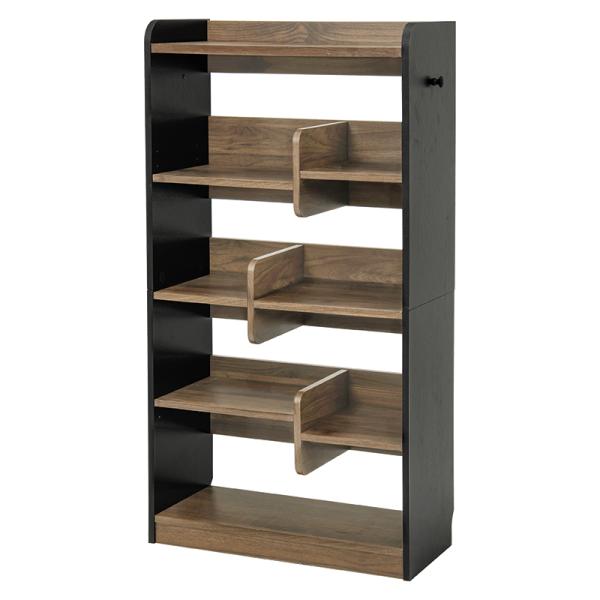 【発売日：2024年06月15日】個性的なブックエンド付きでディスプレイもできるおしゃれな本棚。お部屋の間仕切りとしても使用可能。カラー：ブラウン/ナチュラル/ホワイトウォッシュ/ブラウンｘブラックサイズ：(約)幅60(両取っ手含む:64)...