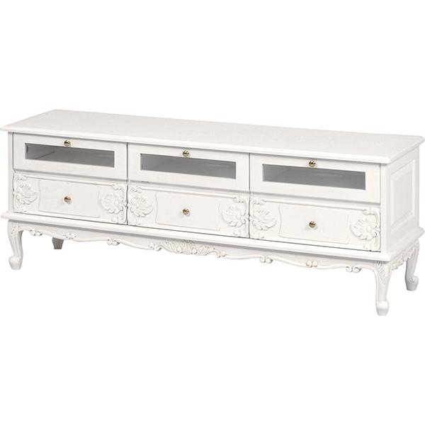 【発売日：2023年07月01日】エレガントな彫刻とねこ脚、アンティーク風の上品なテレビ台。ビデオデッキなどの収納もバッチリ。カラー：ホワイトサイズ：(約)幅153.5x奥行40x高さ56cm［引出内寸］(約)幅44x奥行29x深さ13cm...