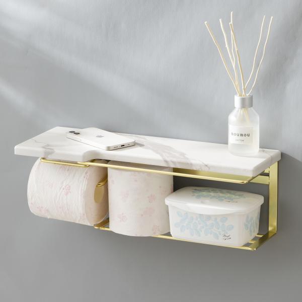 【発売日：2026年03月01日】・トイレの雰囲気がガラッと変わるゴールドメッキを施した大理石板のトイレットペーパーホルダーです。・完成品なので箱から出して取り付けるだけの簡単作業で、すぐにご使用頂けます。・直径13cmのコストコトイレット...