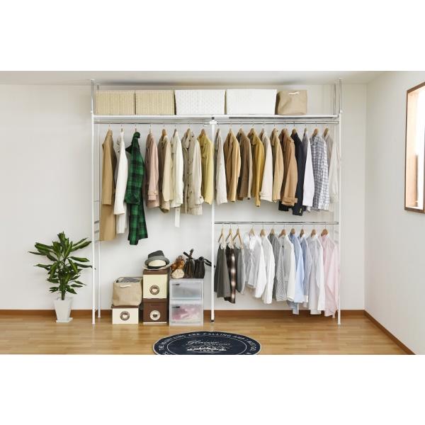 【発売日：2025年11月11日】突っ張り式なので天井まで無駄なく収納できるワードローブ●上段ハンガーは耐荷重48kg。第三者機関の厳しい耐荷重試験をクリアした自信の品質●ロング丈のコートからジャケットまで、ゆったりと収納可能●上下2段に分...