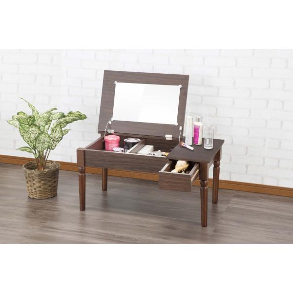 【発売日：2024年11月01日】天板を開けるとテーブルがドレッサーに早変わり、狭いお部屋でも憧れのドレッサーが置けちゃいます。コスメ類はもちろん、ドライヤーやティッシュボックスまで置ける収納力が自慢。脚部4本を取り付けるだけの簡単組み立て...