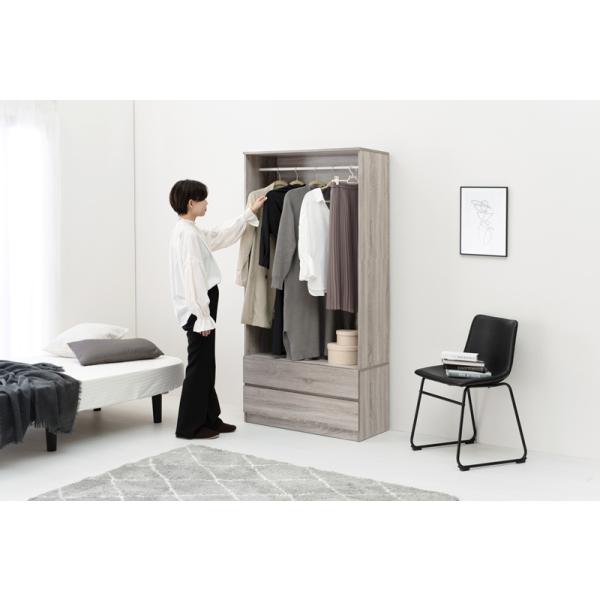 【発売日：2021年05月28日】シンプルに収納出来る引き出し収納付きワードローブ。2サイズ展開。カラー：ナチュラル/グレー/ブラウンサイズ：(約)幅89x奥行39.5x高さ181cm材質：プリント紙化粧繊維板【関連】ワードローブ クローゼ...